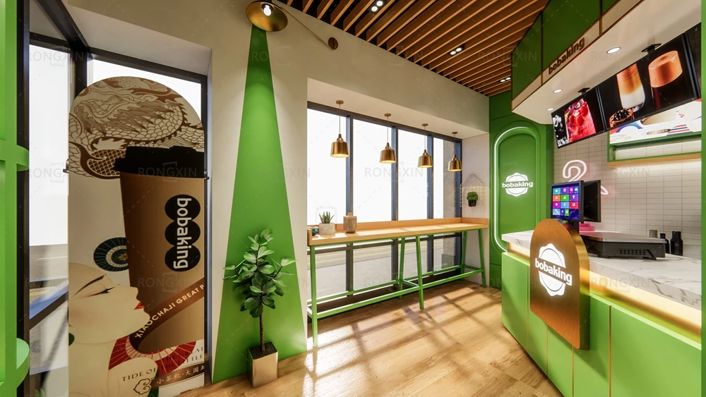 Retail Juice Shop Interior Design: Modern Boba Tea & Juice Bar Shop ...