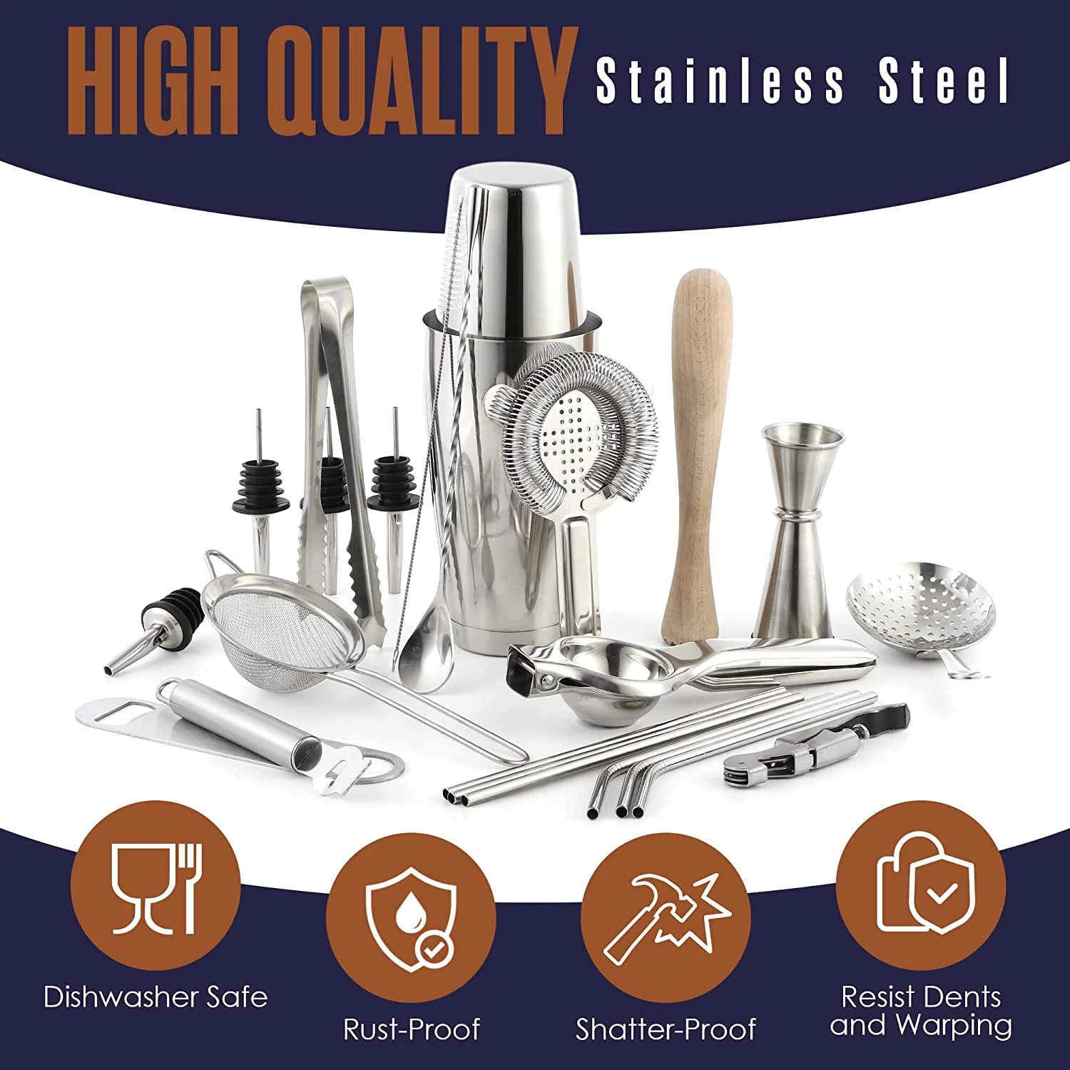 23 Pieces Portable Mixology Sets Blue Bartending Bag Bartender Tool Set Travel Bartender Kit Bag ...