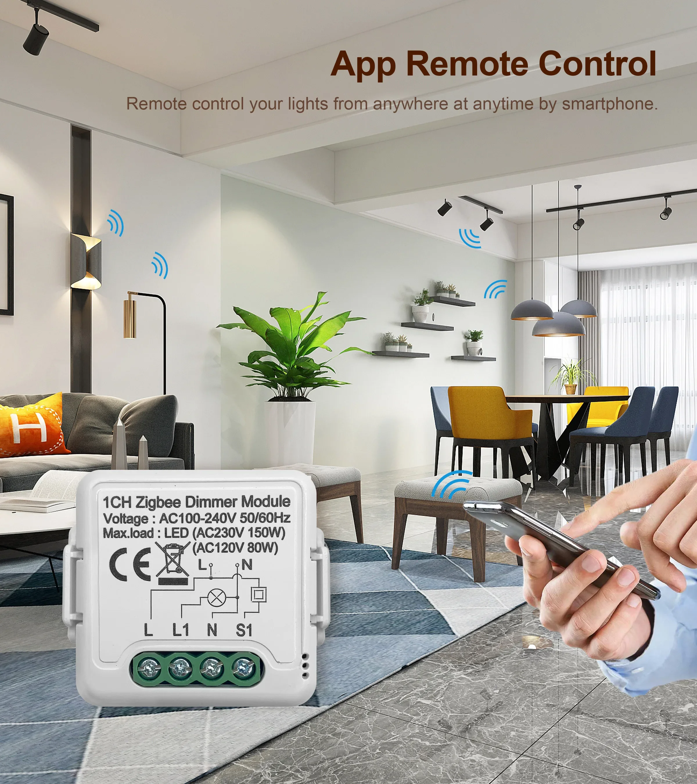 Tuya Zigbee 3.0 Smart Dimmer Switch Module 10A - 2 Way Control