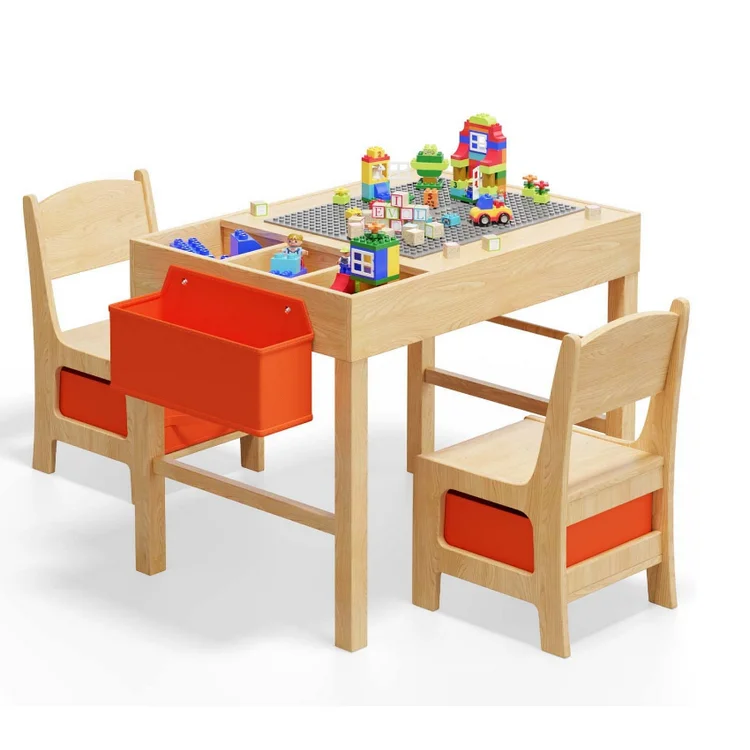 Children's Learning Activity Table Wooden Children's Table Three Piece ...