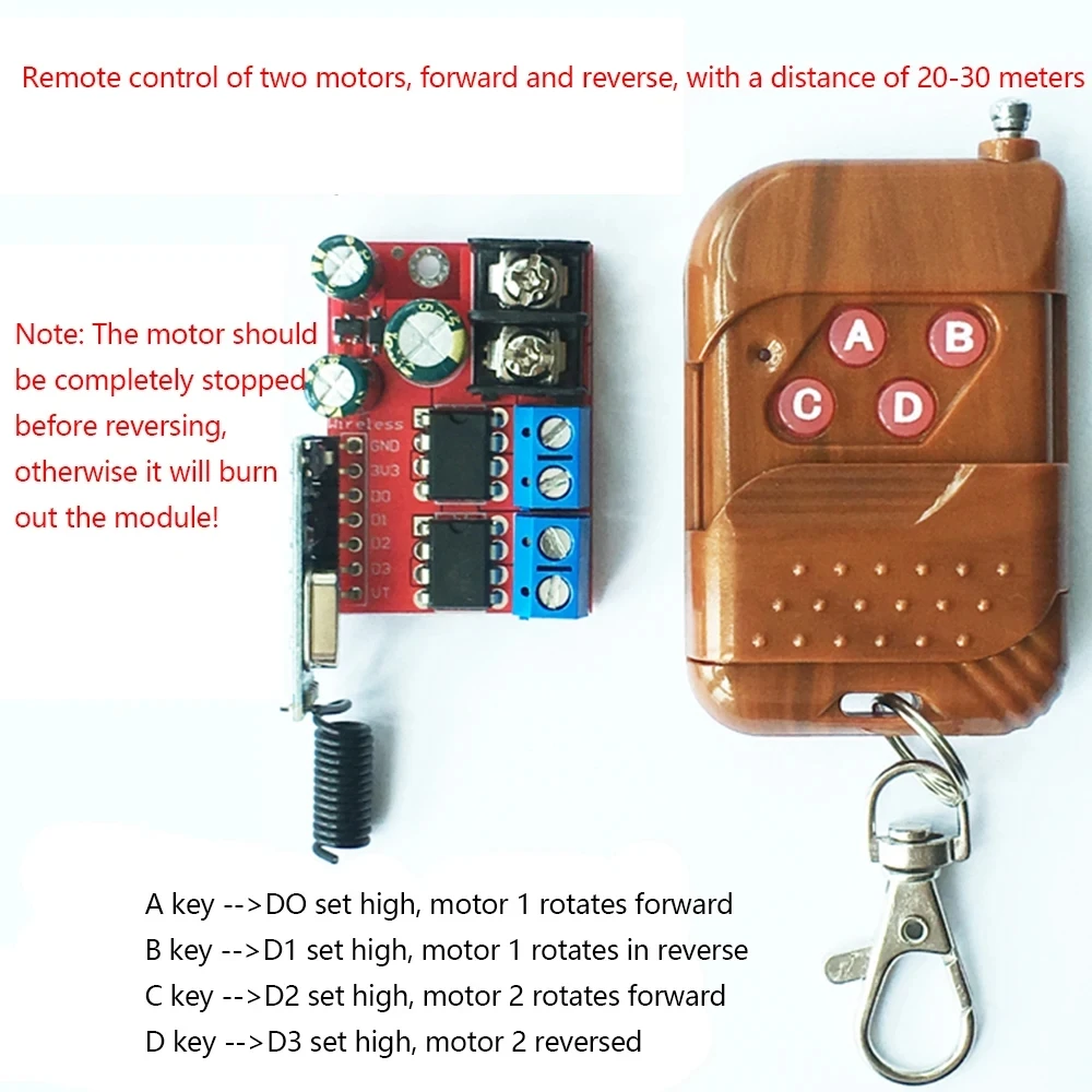 H Bridge Remote Control 5A 3V-14V Dual DC Motor Drive Module