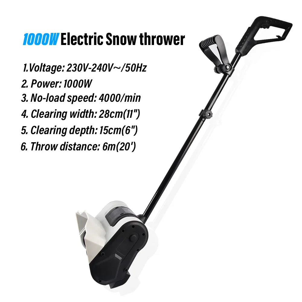 Vertak 1000W Electric Snow Sweeper - High Pressure Blower