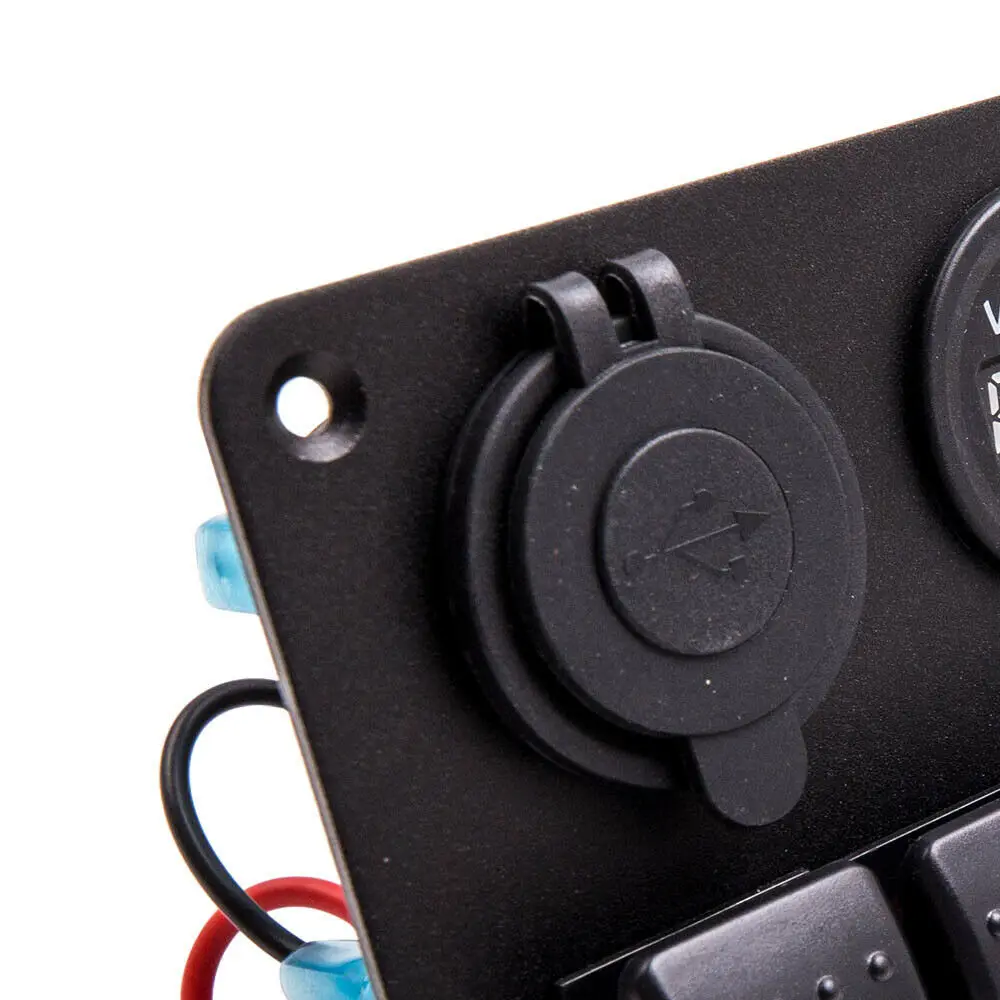 Marine 5-gang Rocker Switch Panel With Dual Usb Charger Power Outlets ...