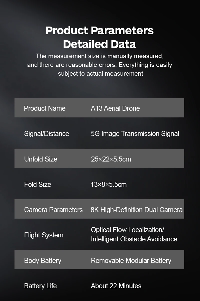 2023 A13 Mini Drone - 4K Dual Camera, Foldable, Brushless Motors