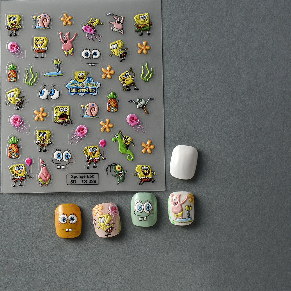 Cute Cartoon Spongebob Squarepants 5D Nail Art Decals