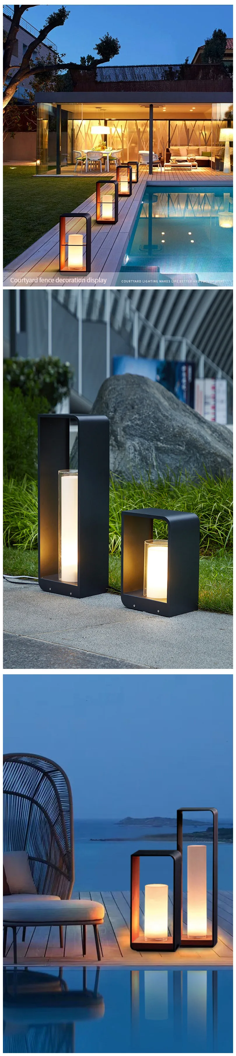 Modern Outdoor Led Bollard Light Decoration Lighting For Garden Ip65 Waterproof Lawn Lights ...