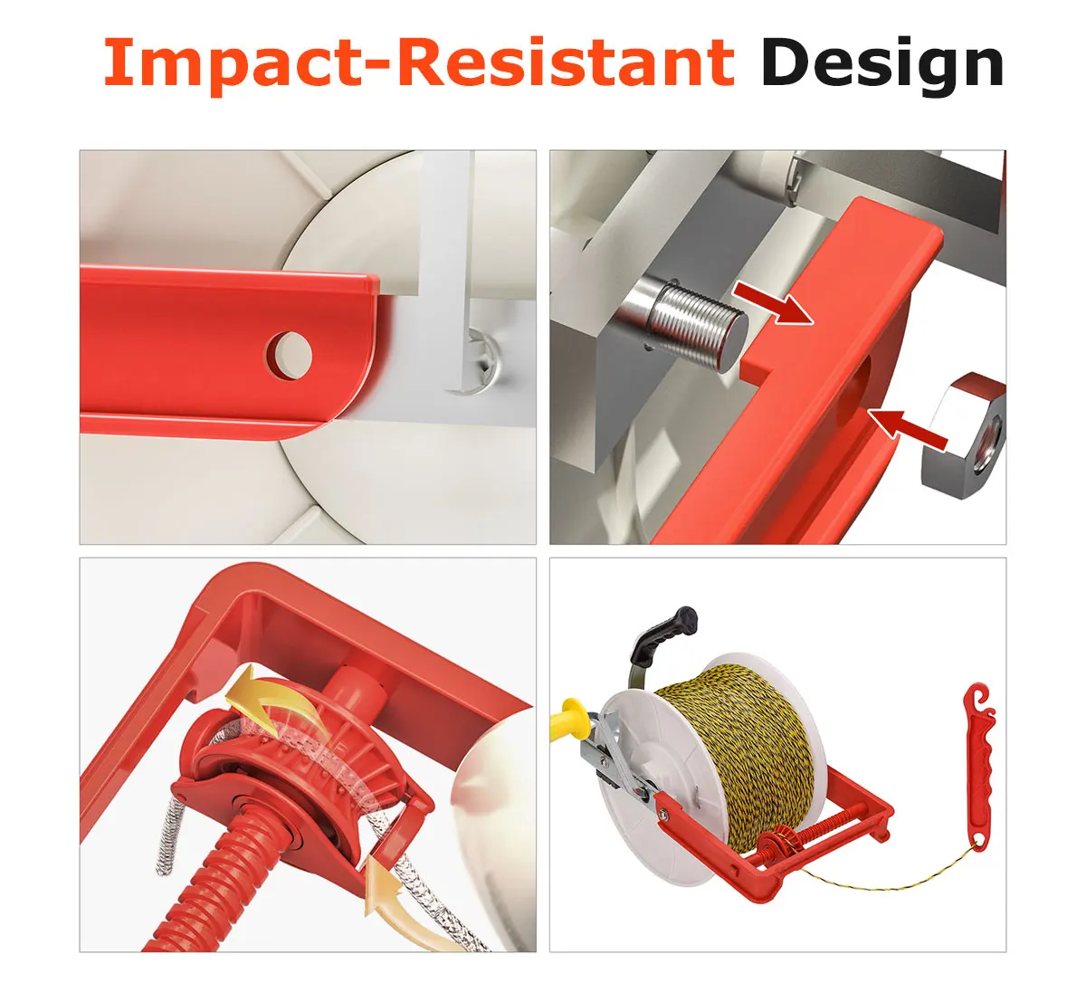 Reel Guide Geared Design with Self-Tracking Twine Guide UV Resistance ...