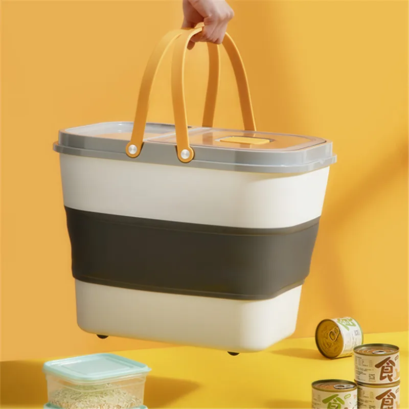 Rice Food Storage Containers Collapsible 20 to 50 Lbs Dispenser Bin ...