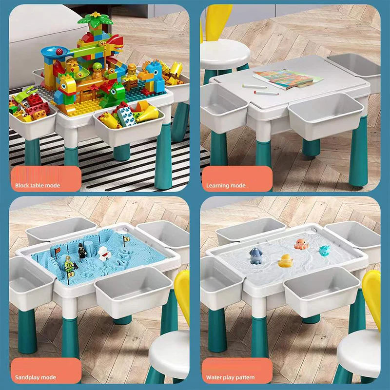 New Design Kids Learning Playing Plastic Toy Building Blocks Table With ...