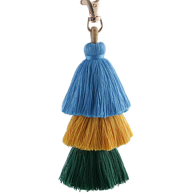 New Bohemian Tassel Key Chain Handmade Multi Layer Cotton Thread Tassel ...