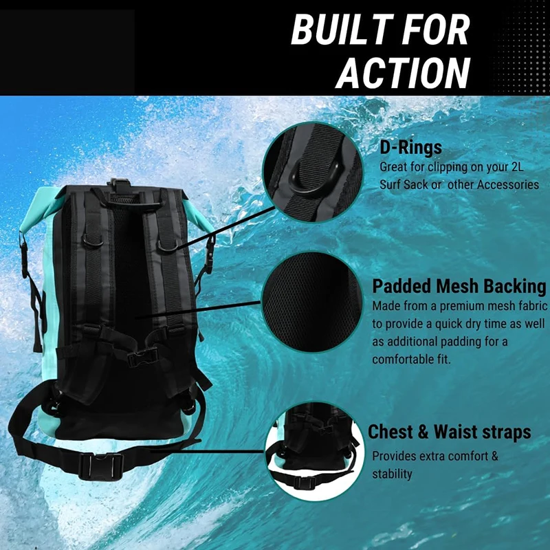Beach Essentials 35L Waterproof PVC Tarpaulin Rolltop Backpack Dry Bag ...