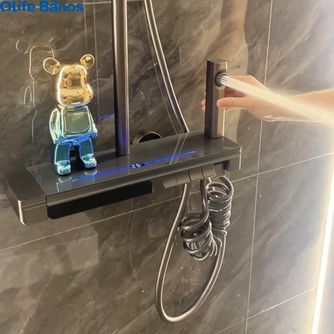 Brass Wall Mounted Shower Digital Atmosphere Light Piano