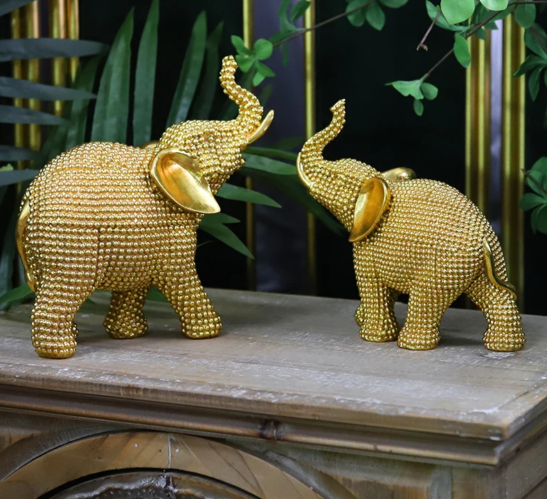 Redeco Resin Home Decoration Elephant Statues - Figurine Sets