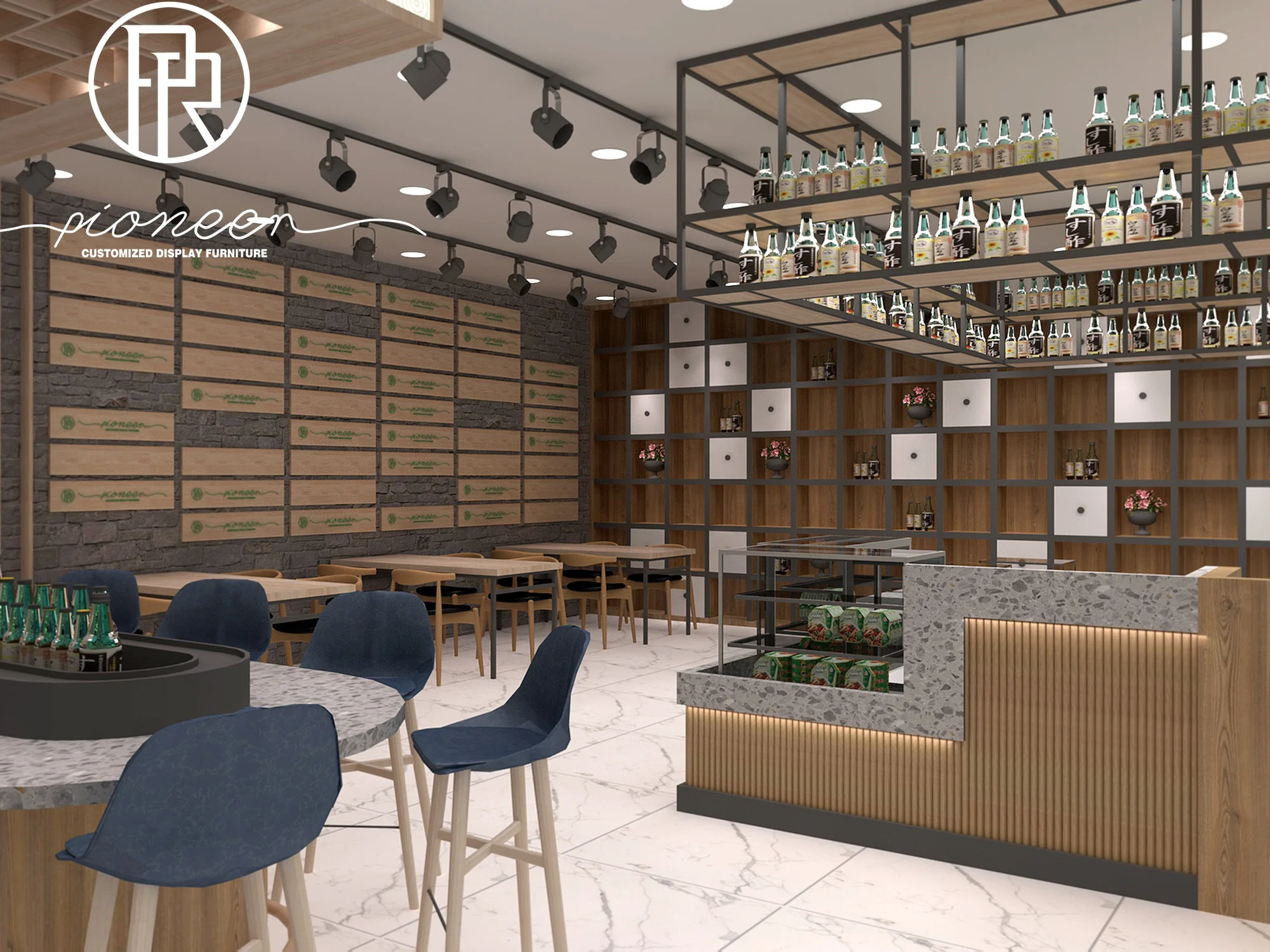 Wooden Coffee Shop Display Counters - Stylish & Durable