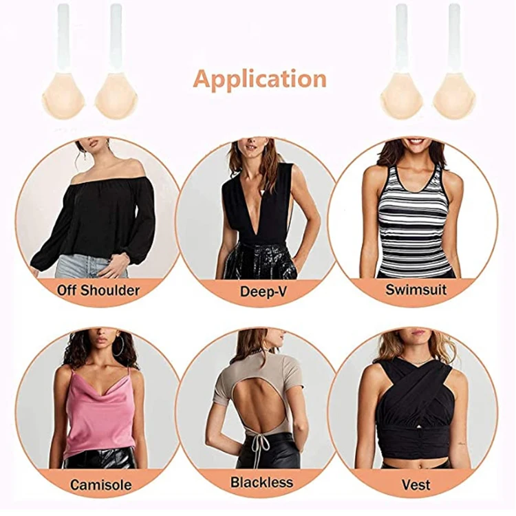 Stick On Bras Uk Adhesive Bra Reusable Push Up Deep V Silicone ...