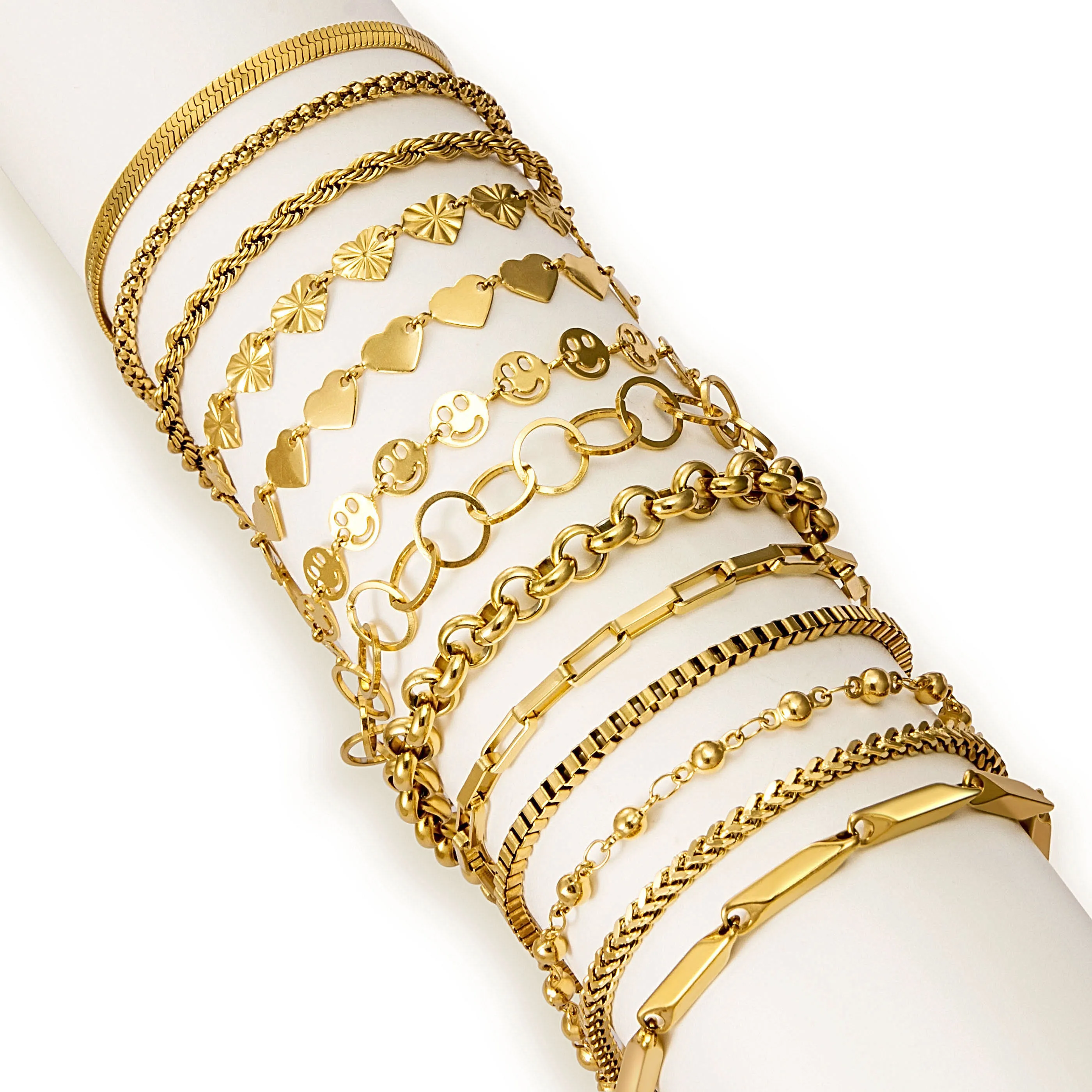 18K Gold Plated Stainless Steel Link Chain Bracelets Fashion Jewelry ...
