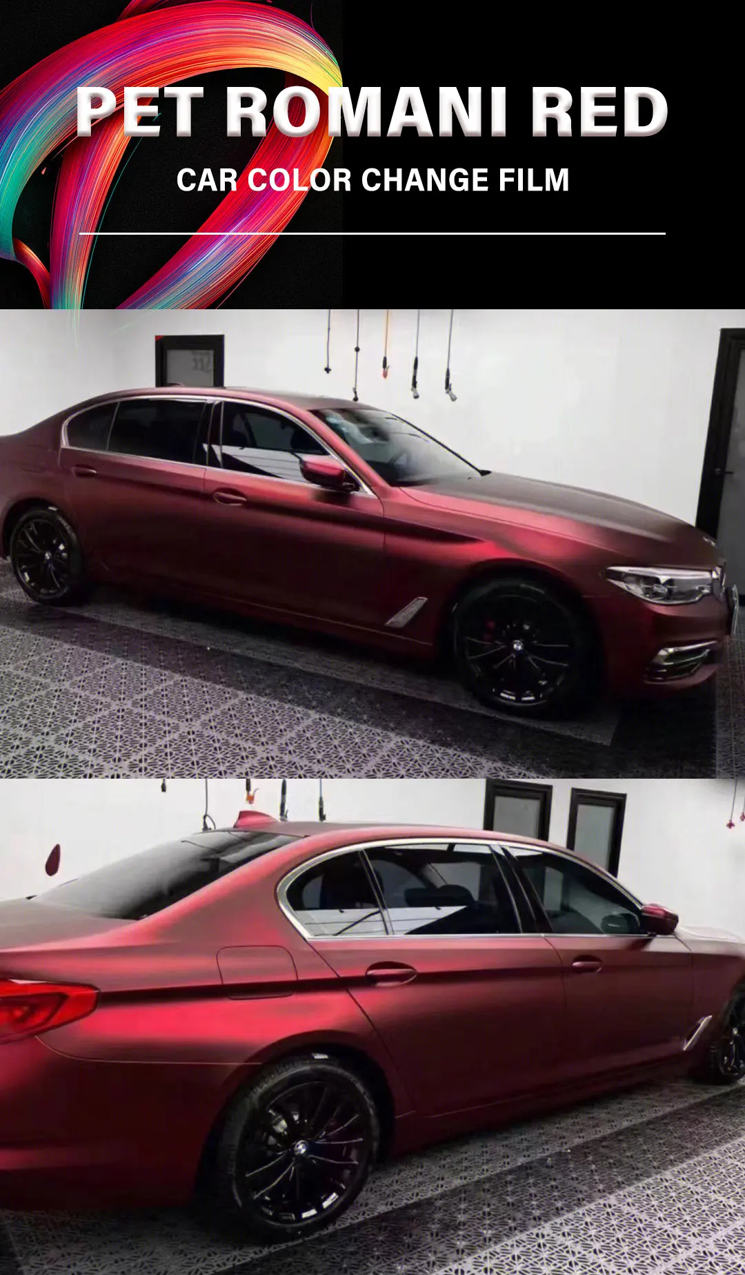 PET Romani Red Vinyl Wrap Matt Red Adhesive Film Auto Wrap Car Body ...