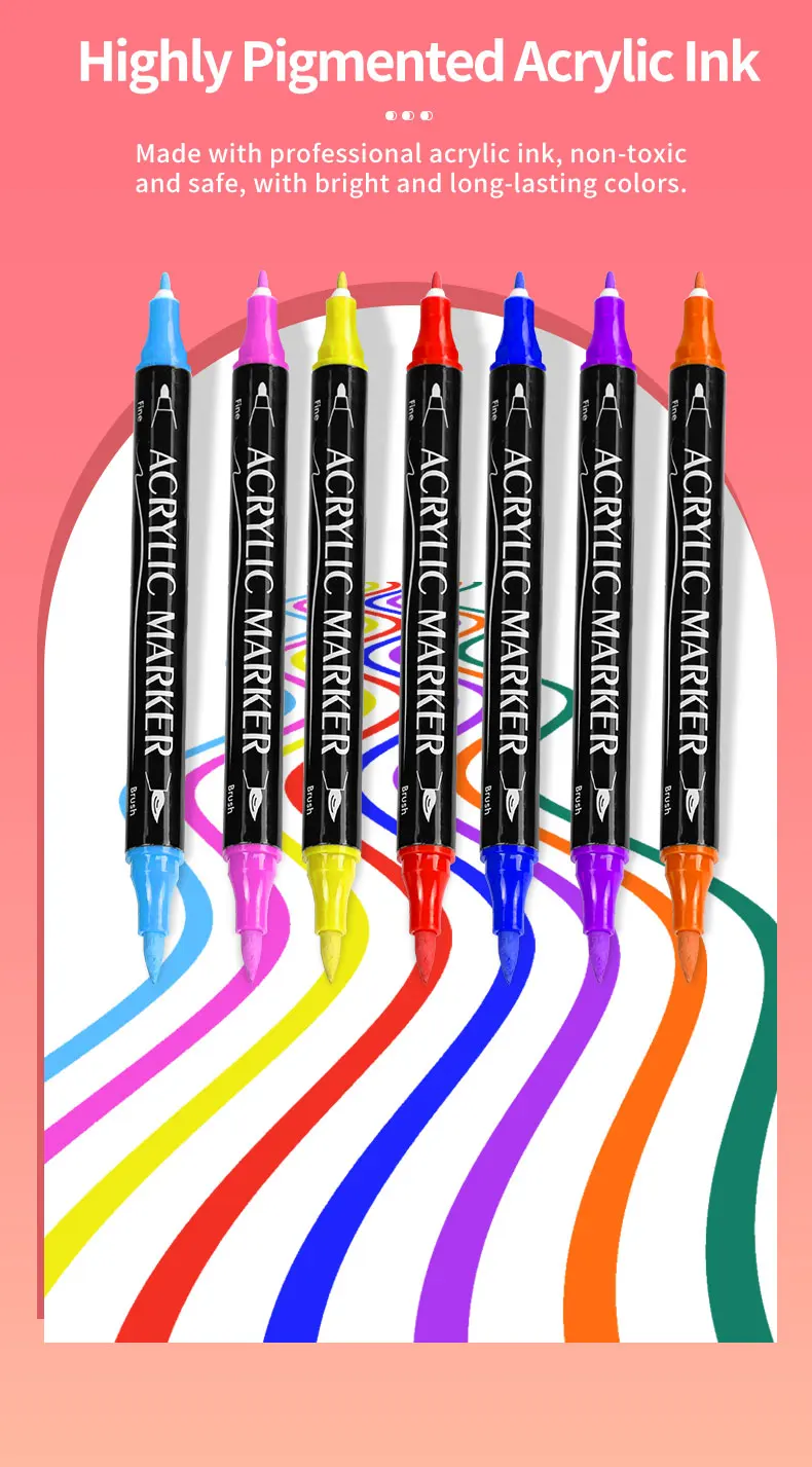 MagiArt Artist Grade Dual Tip Acrylic Markers Permanent Paint Pens for ...