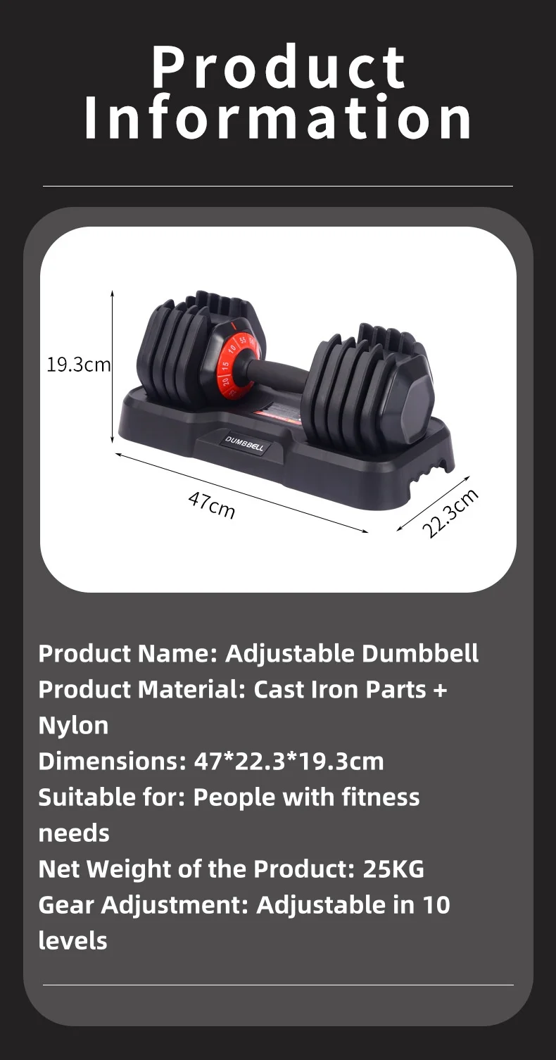 New 11kg (25 Pounds) Adjustable Automatic Dumbbells Quick and Easy to Use for Men and Women's ...