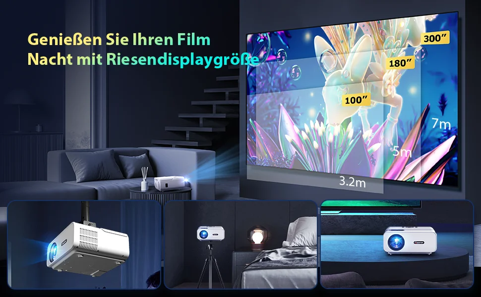 Portable Led Projector Short Throw 3d Home Cinema Projectors With Built ...