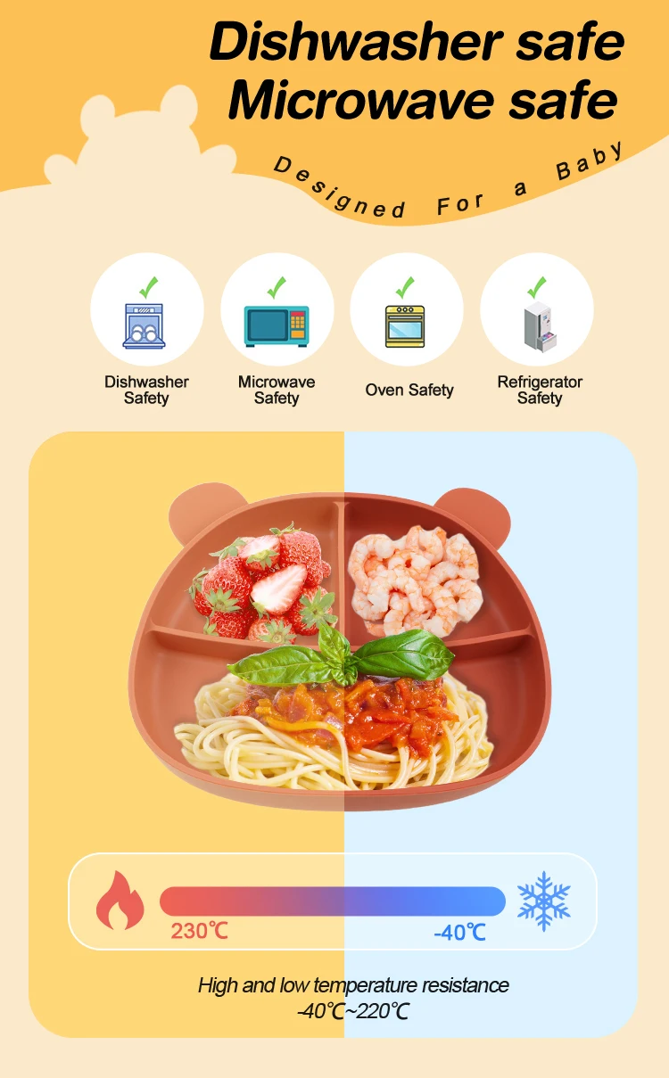 Custom Bear Design Plates Spoon Fork Silicone Baby Feeding Set Silicone ...