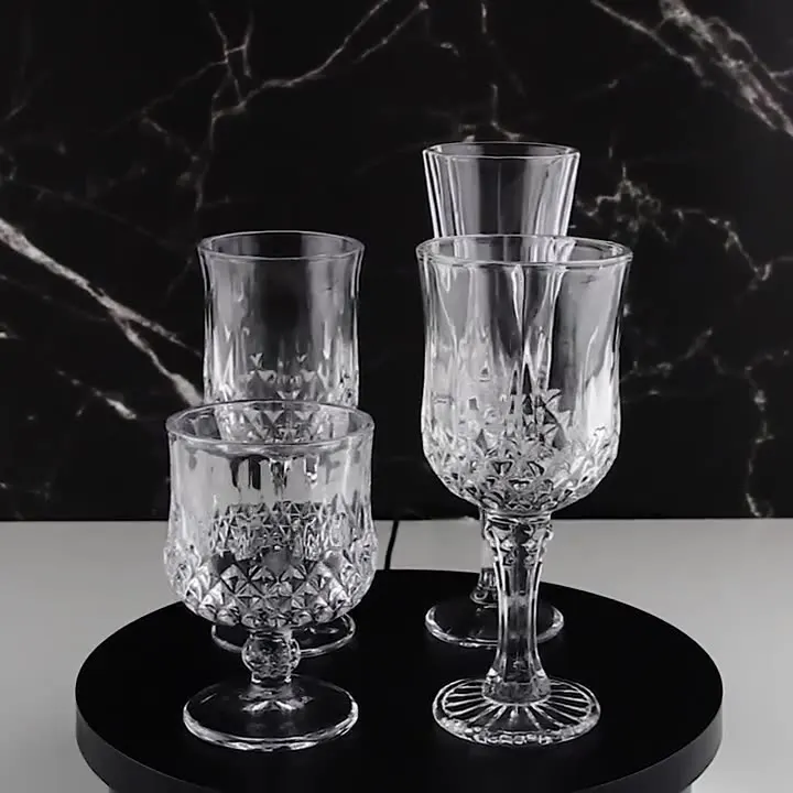 Crystal Clear Retro Glassware Flutes Goblets White Wine Glasses Wine ...