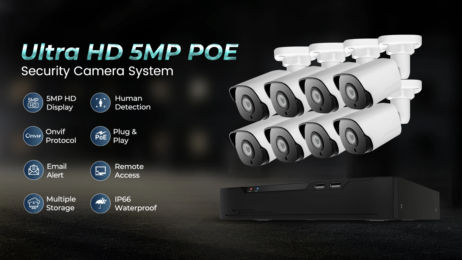 H.265 8 Channel Poe Nvr P2p Remote View Network Video Recorder 4k 8mp High Definition Display ...