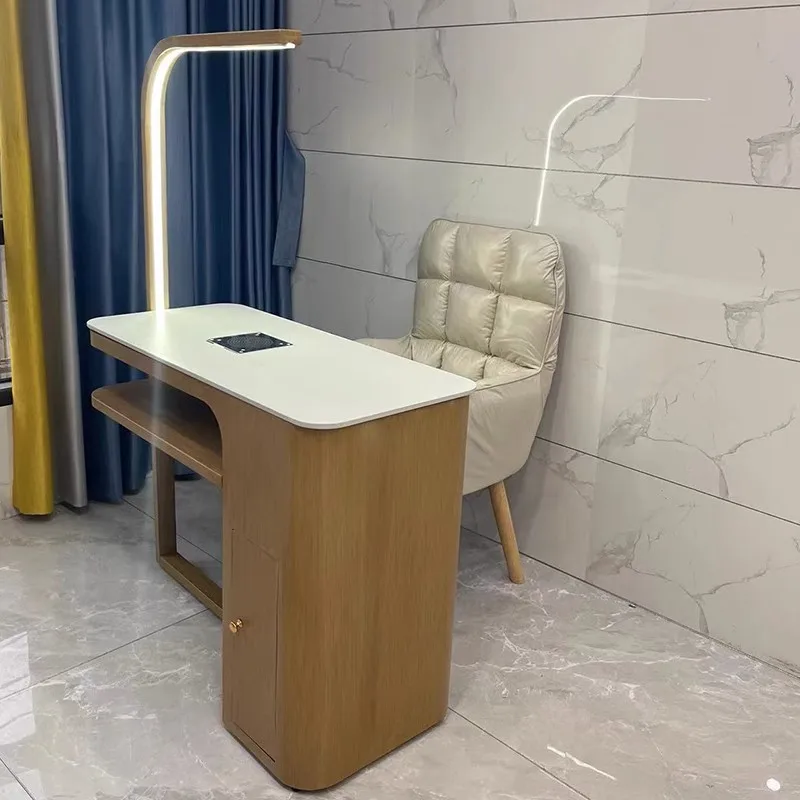 Nordic Style White Marble Top Single Nail Table Modern Solid Wood Led ...