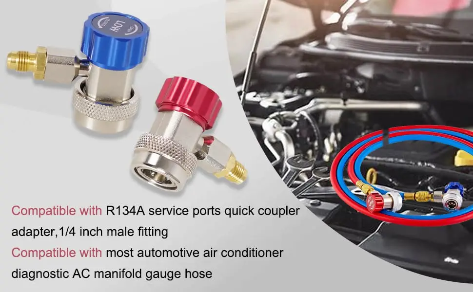 Adjustable R134a Quick Coupler Adapters Hp And Lp Connectors Kit For ...