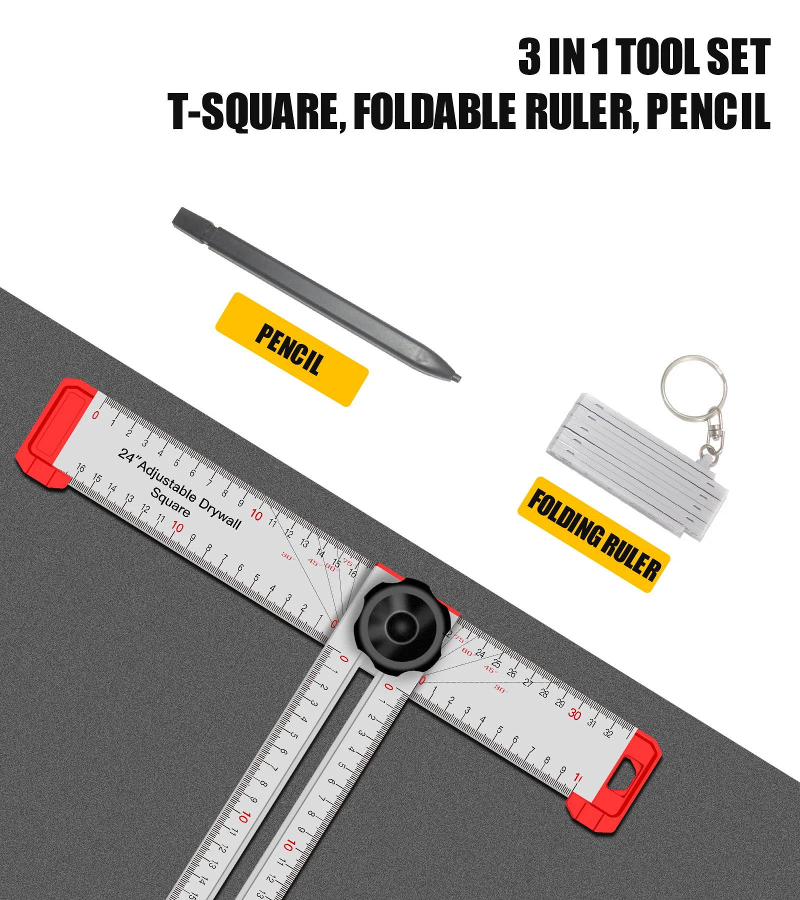 Accurate Calibration 24'' 36'' 48'' Adjustable T-Square Ruler Measuring ... Accurate Calibration 24'' 36'' 48'' Adjustable T-Square Ruler Measuring ...