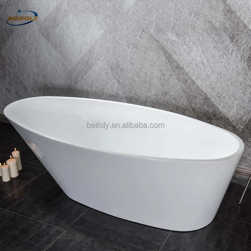 Single Person White Acrylic Freestanding Bathtub Modern Design With ...