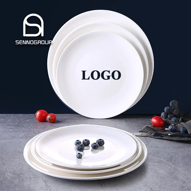 Custom Logo Printed White Plain Porcelain Plate Restaurant Tableware ...