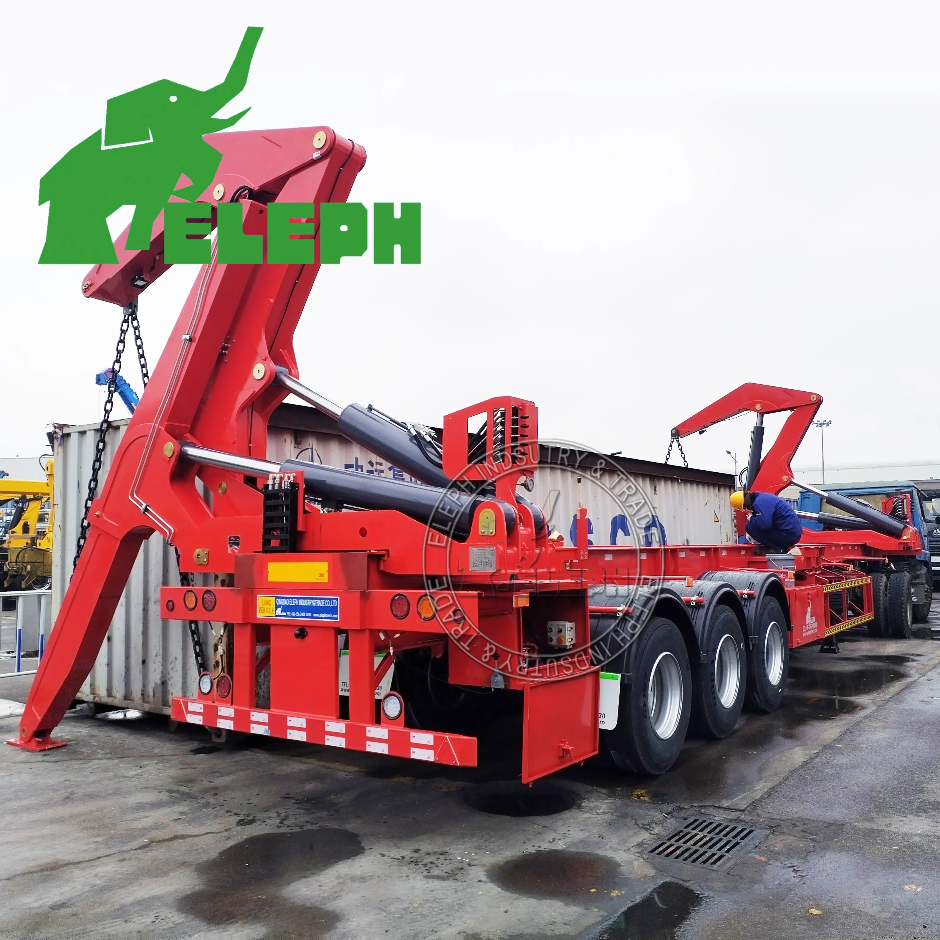 20ft/40ft Flatbed Container Self Loading Semi Trailer With Hydraulic ...