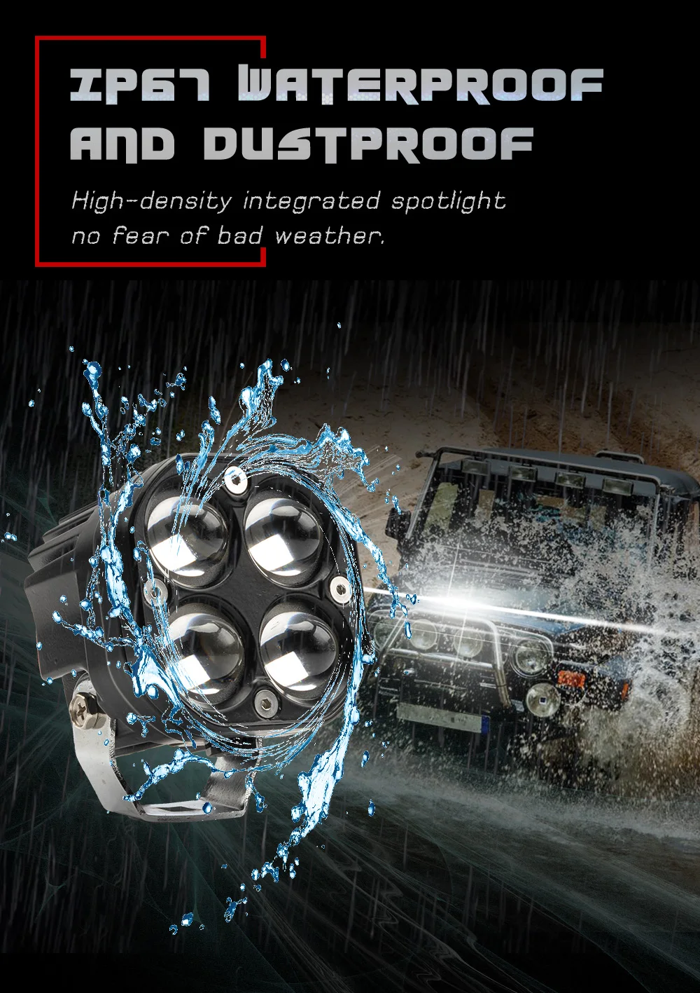 Auto Lighting System Led Driving Spotlights 40w Square High Low Beam 3 ...