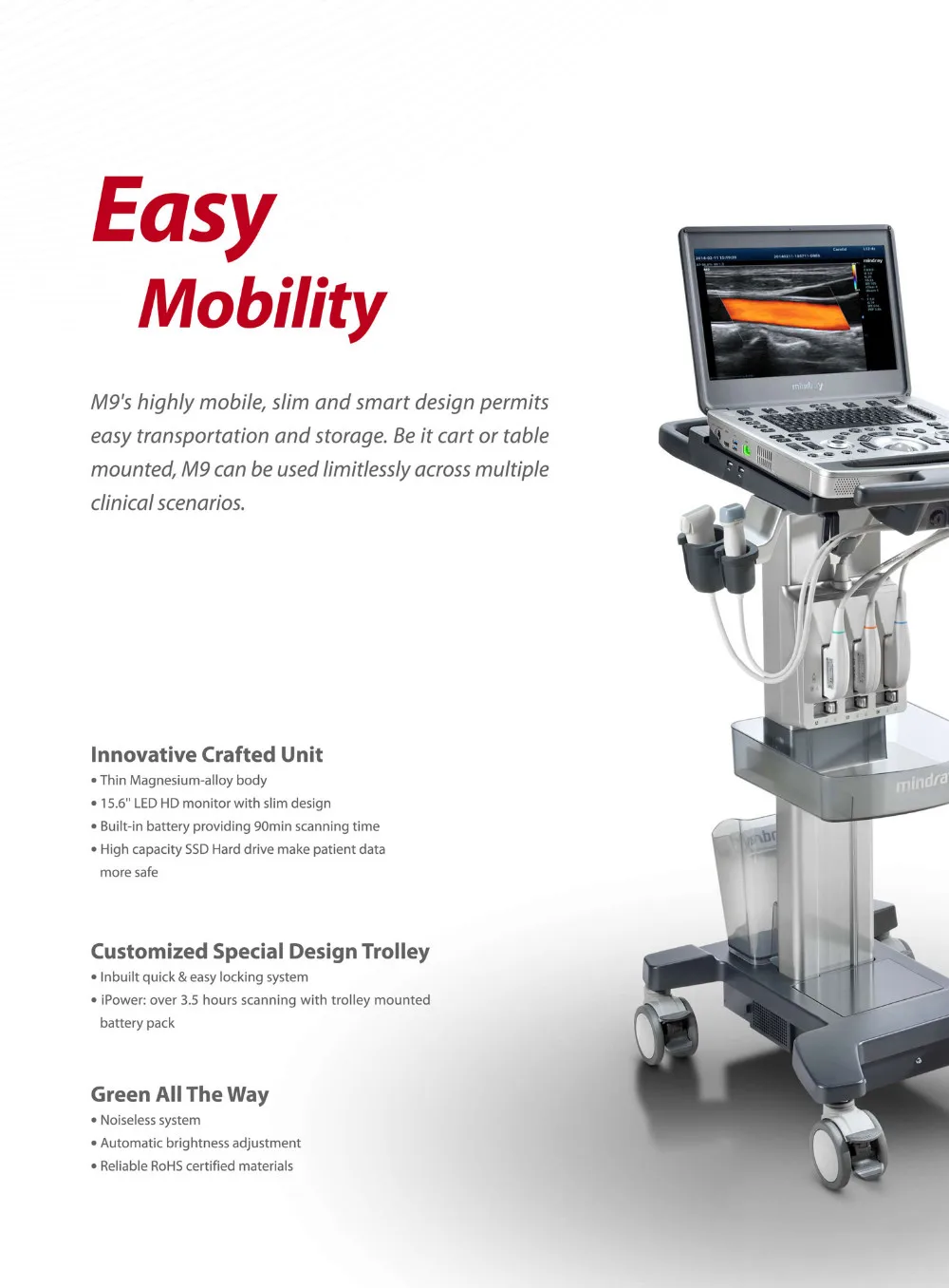 Mindray Color Ultrasound Machine/Mindray M9 Laptop Color Doppler ...