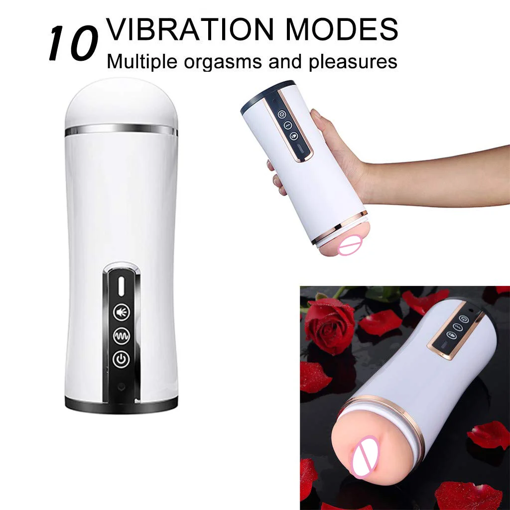 Voice Vibrating Electric Male Masturbator Cup Deep Throat Silicone 3d