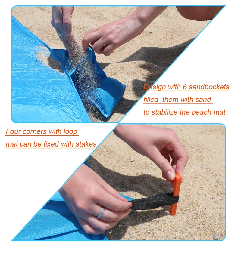 Ultra-Large Sand-Free Waterproof Nylon Beach Mat Comfortable ...