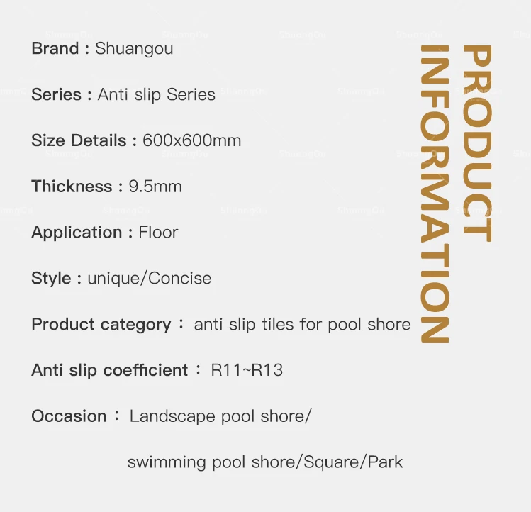 Non-slip Rustic Porcelain Tiles for Swimming Pool Edging