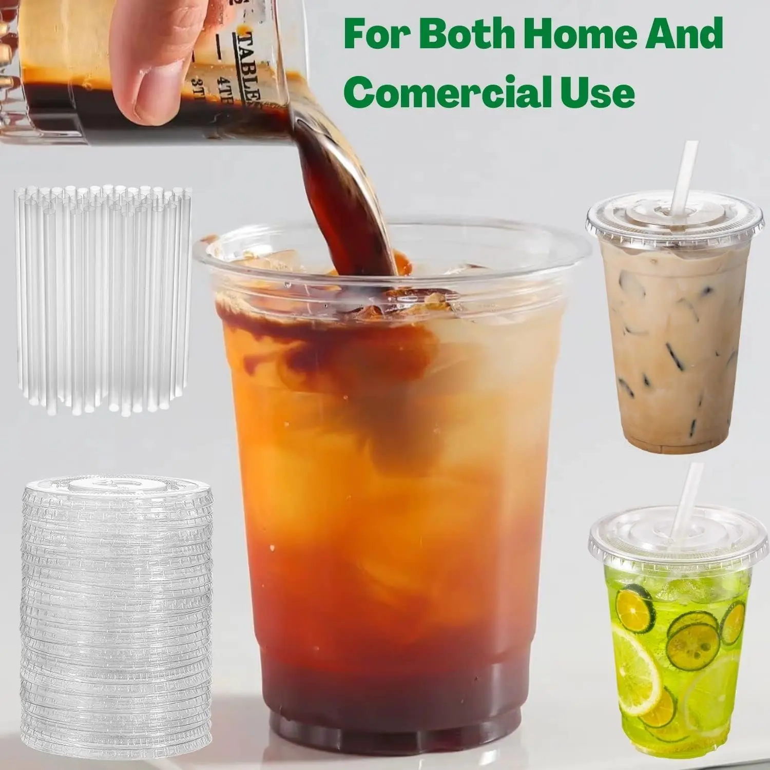 Compostable Bio Pla Clear Disposable Cups Drinking Coffee Milk Tea Cup ...