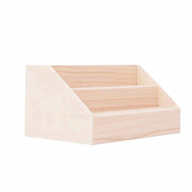 Wooden 3-tier Step Display Stand Custom Wood Stair Racks Shelf Tiered ...