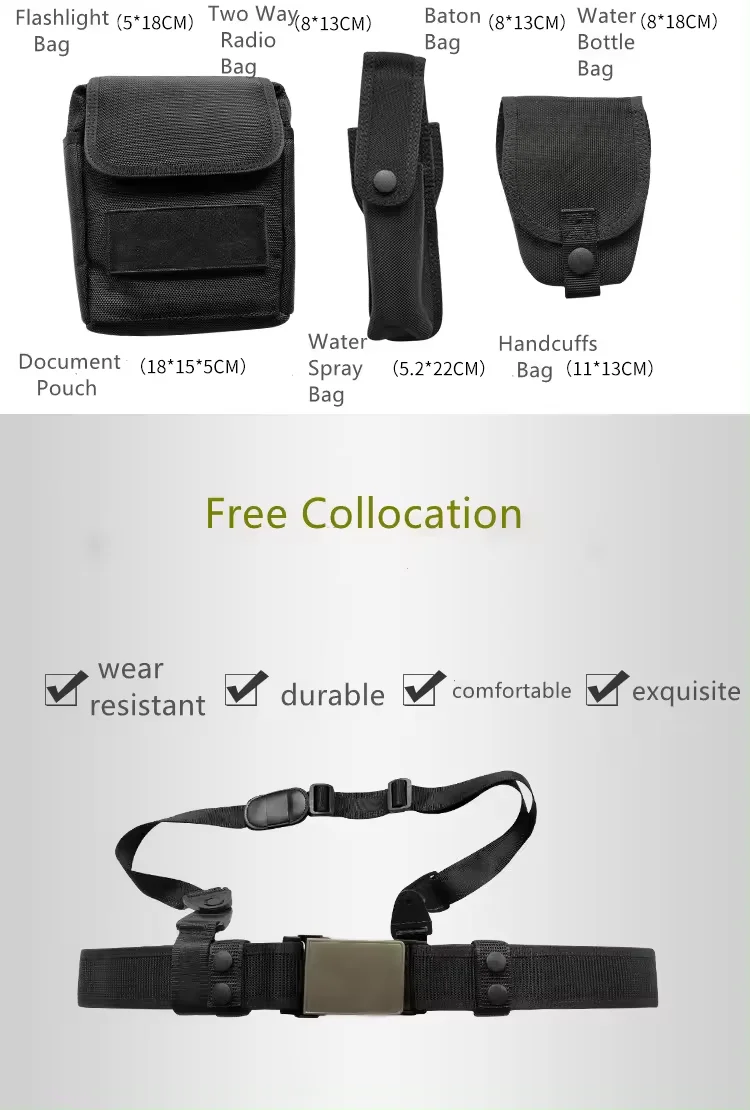 9 In1 Tactical Security Guard Equipment Duty Utility Kit Belt With ...