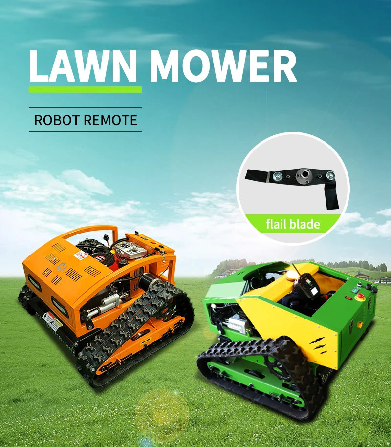 225cc Displacement Gasoline Tracked Robot Lawn Mower Portable Small ...