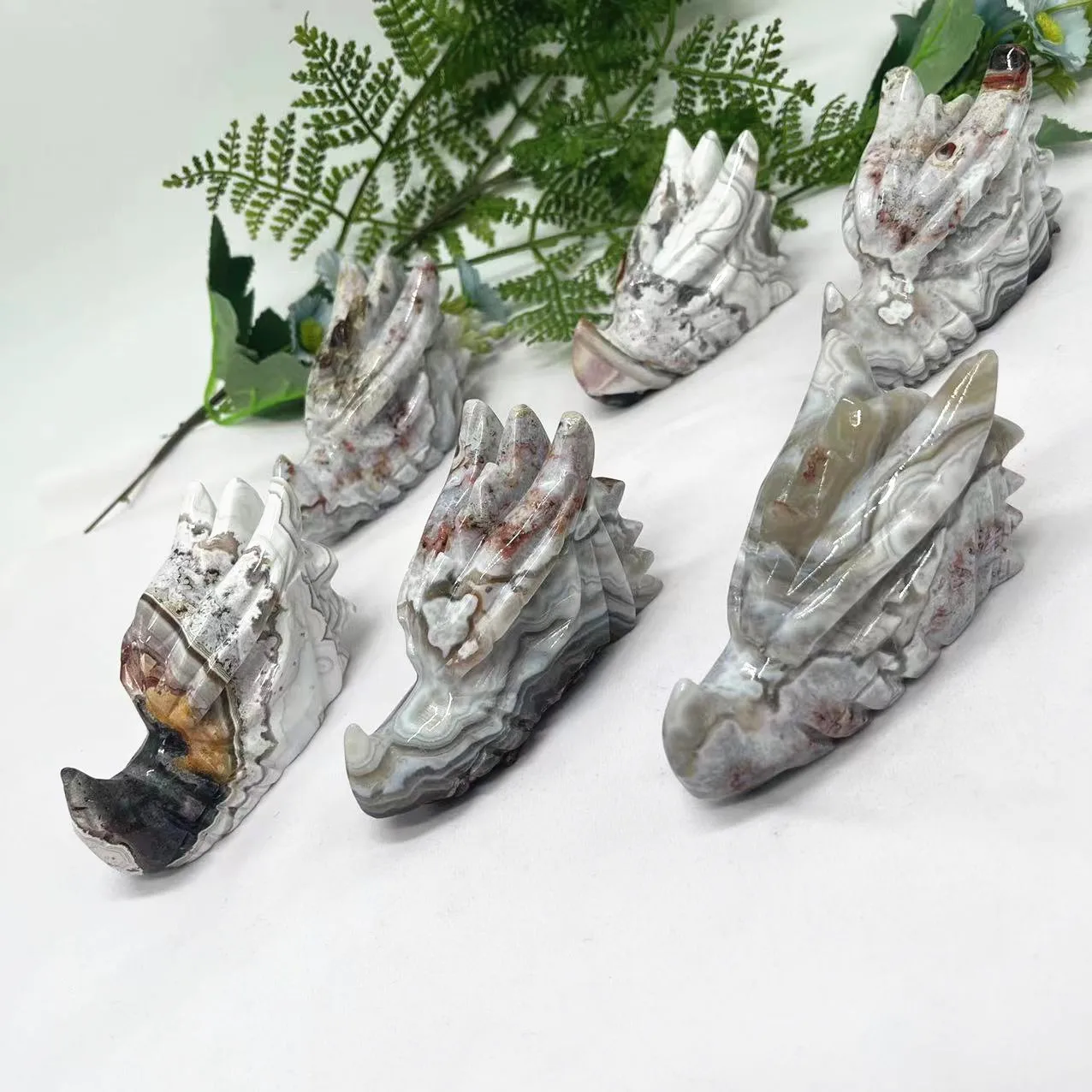 Wholesale Bulk Crystal Carving Mexican Agate Dragon Head Hand Carved ...