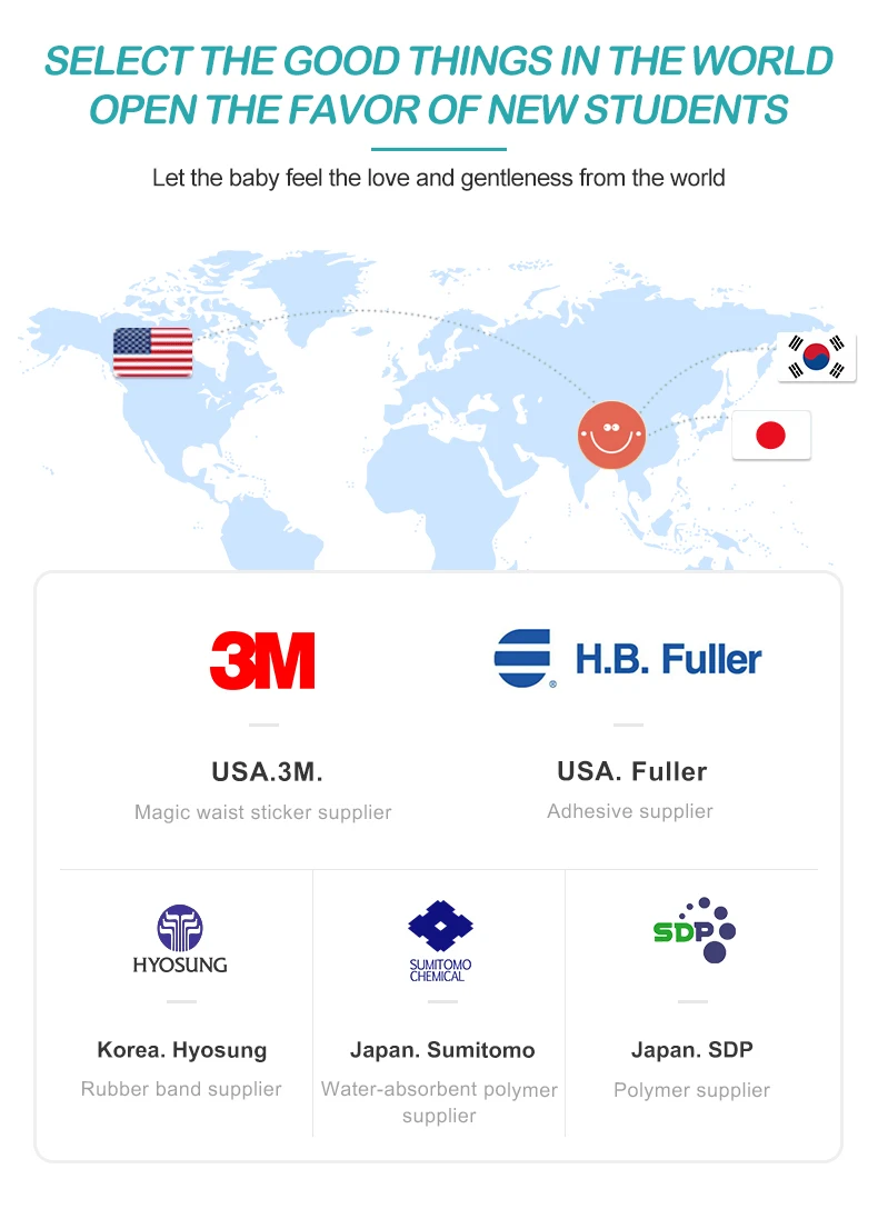 Benbow Non Wood Pulp Baby Diapers Custom Non-woven Fabrics Diapers Thin ...