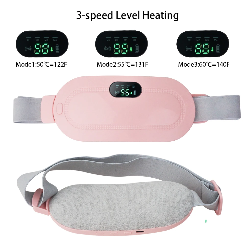 Lcd Screen 3 Heat Modes Back Belly Women Period Massager Pad Abdominal ...