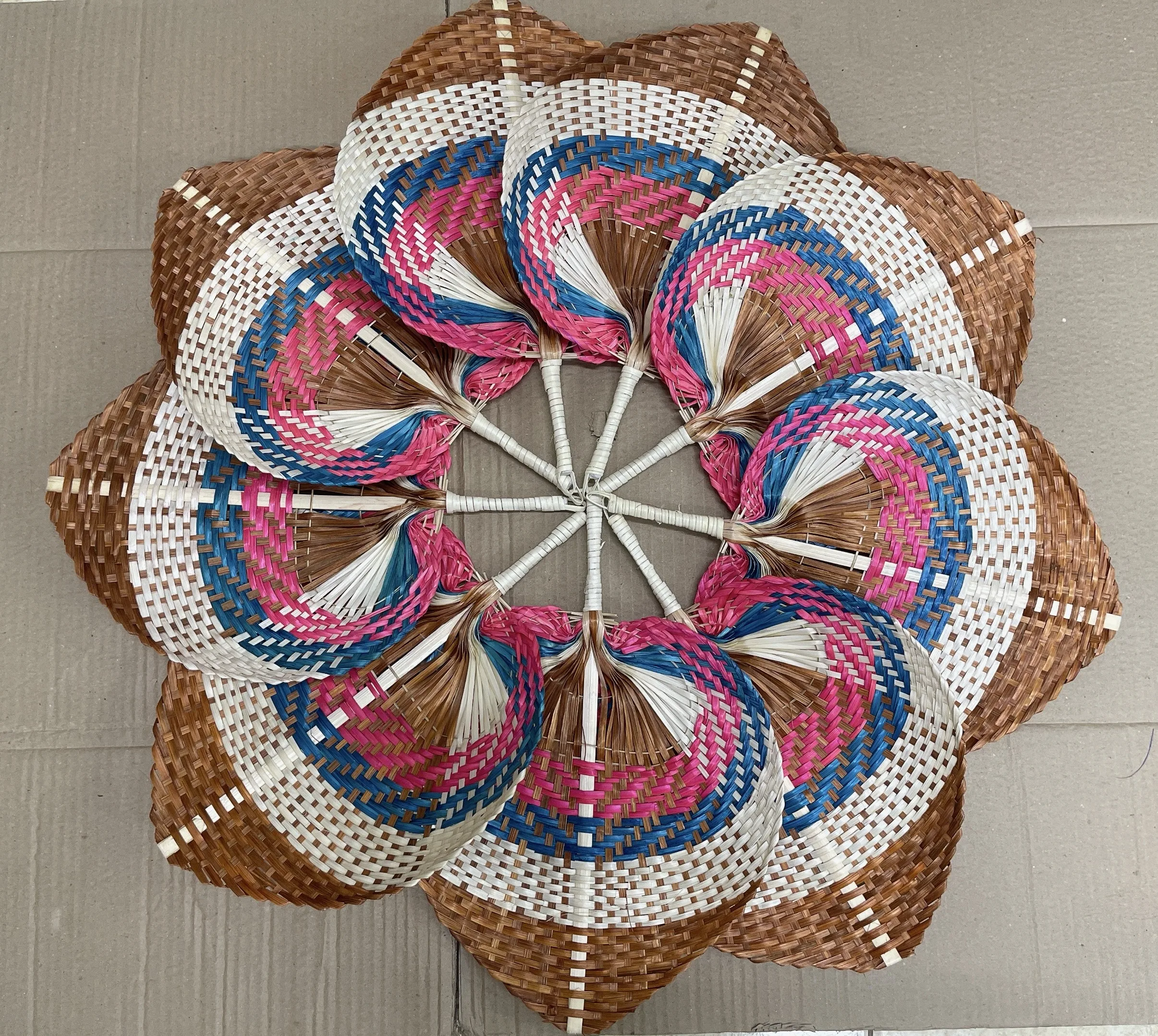 Palm Leaf Bamboo Raffia Fans Summer Hand Fans For Party Supplies ...