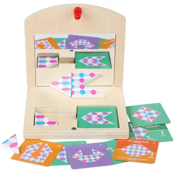 Montessori Educational Wooden Toys Mirror Imaging Puzzle Children Game ...