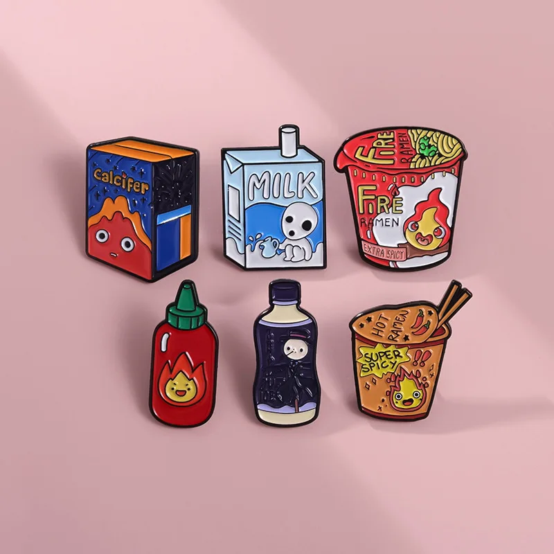 6 Design Anime Howl's Moving Castle Calcifer In Food Style Cloisonne ...