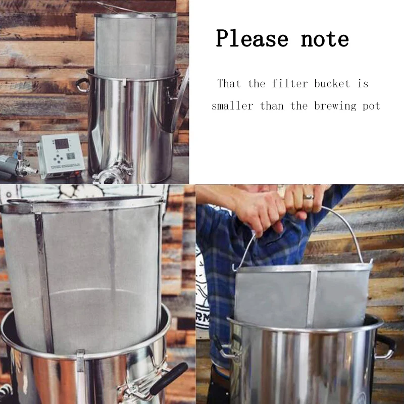 SS304 Stainless Steel Wire Mesh Beer Wort Filter Basket Home Metal Mash ...