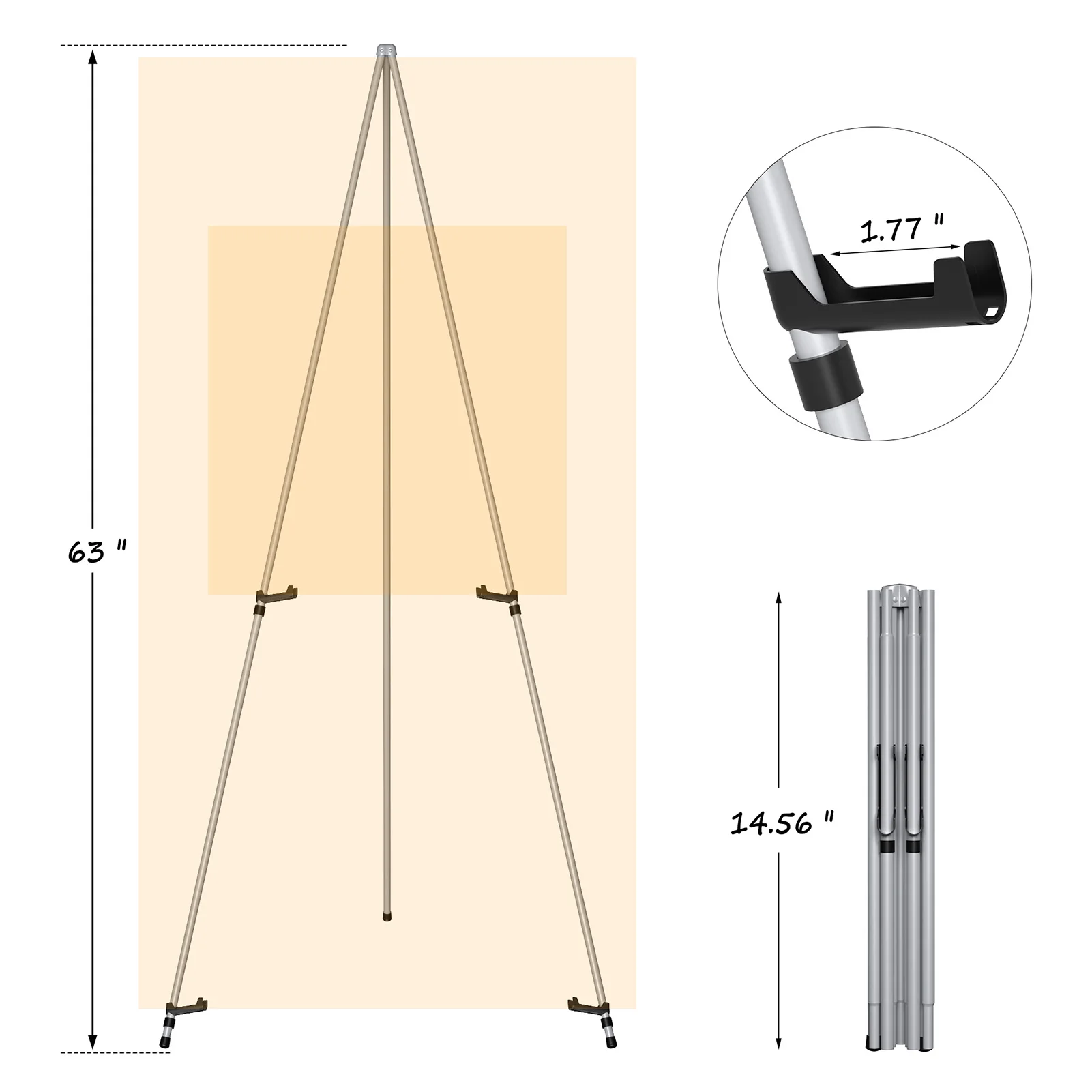 2-pack Steel Folding Tripod Display Easel with Adjustable Instant Easel ...